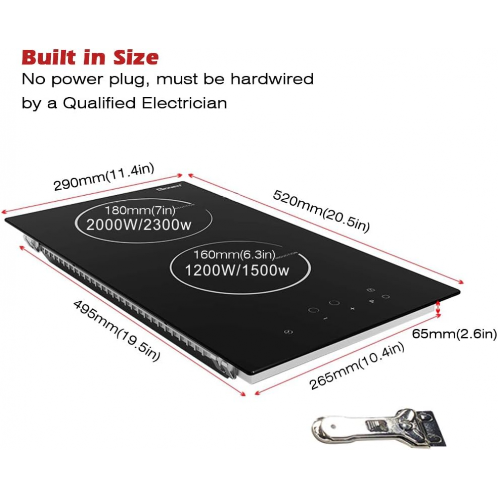 Ourfriday | GIONIEN Domino Induction Hob, 30 cm Built-in Electric Cooktop