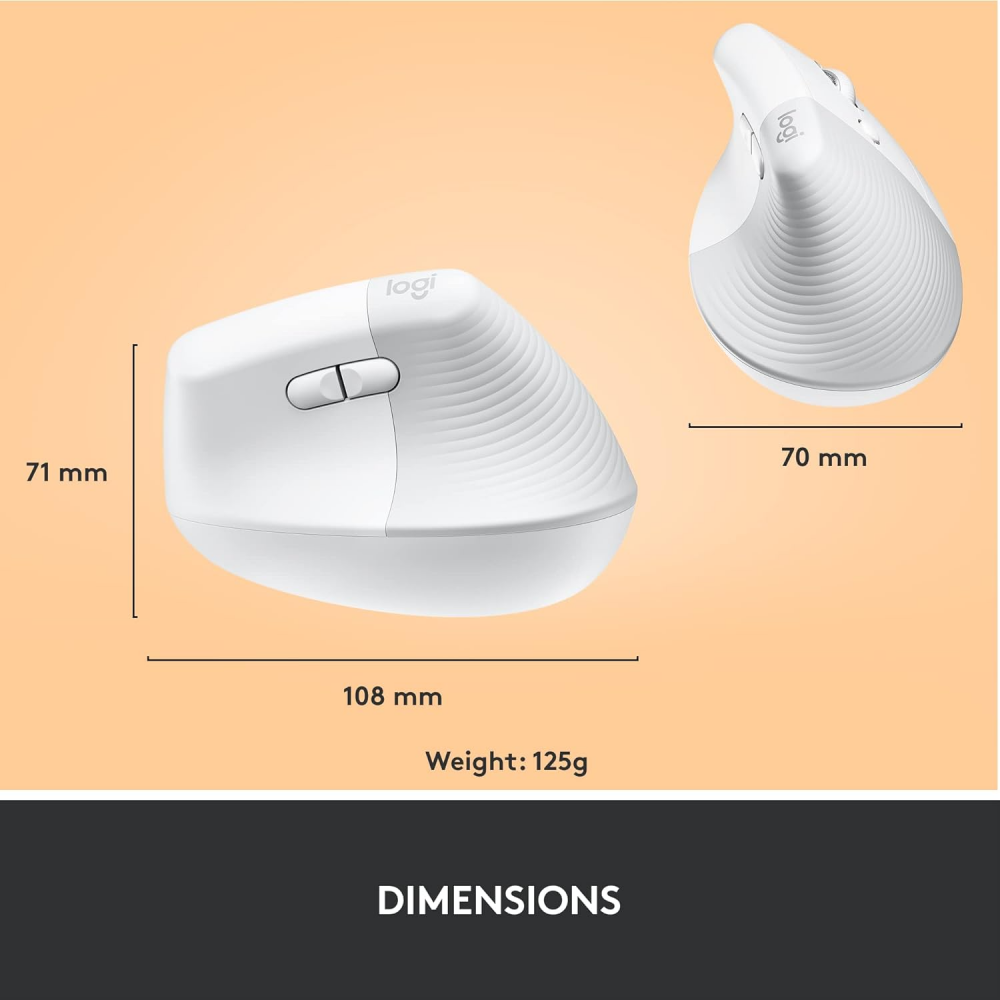 Ourfriday | Logitech Lift Vertical Ergonomic Mouse, Wireless - White