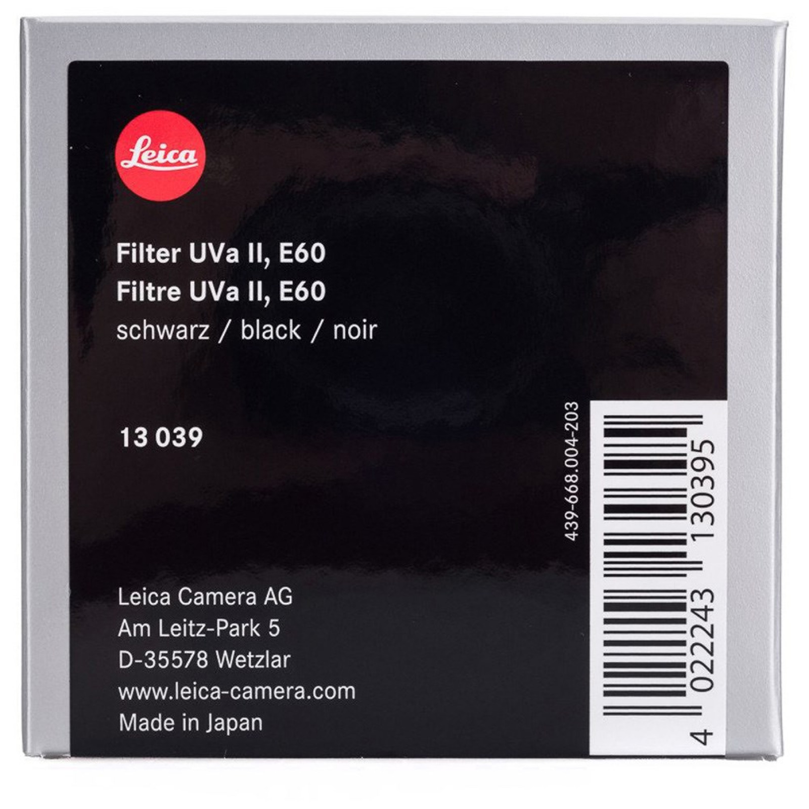 Ourfriday | Leica Filter UVa II E60 Black 13039