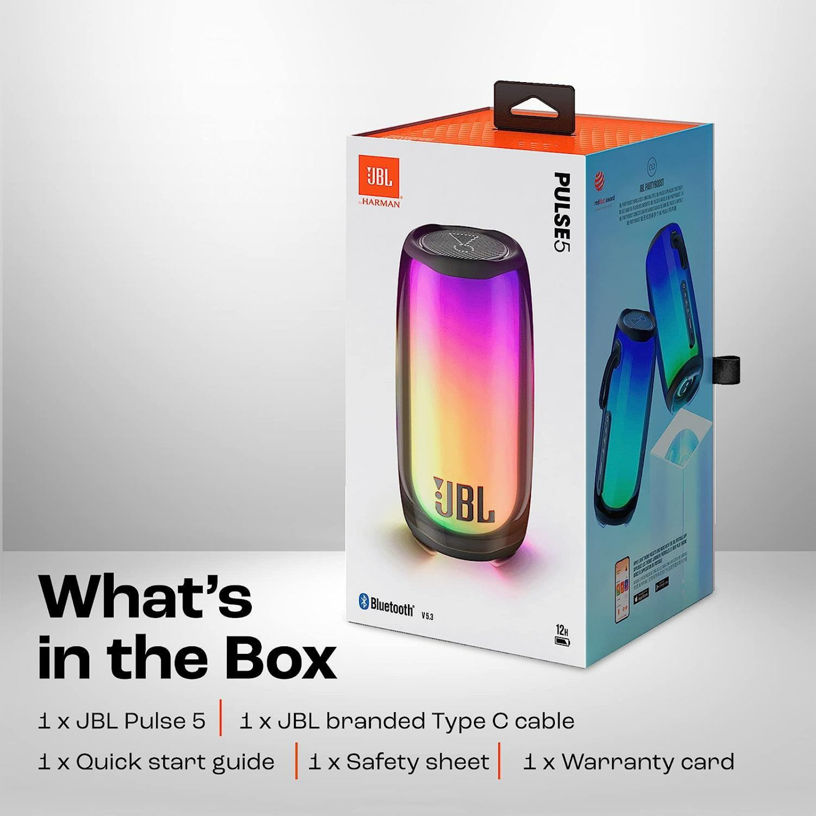Ourfriday | JBL Pulse 5 Portable Bluetooth Speaker with Light Show - Black